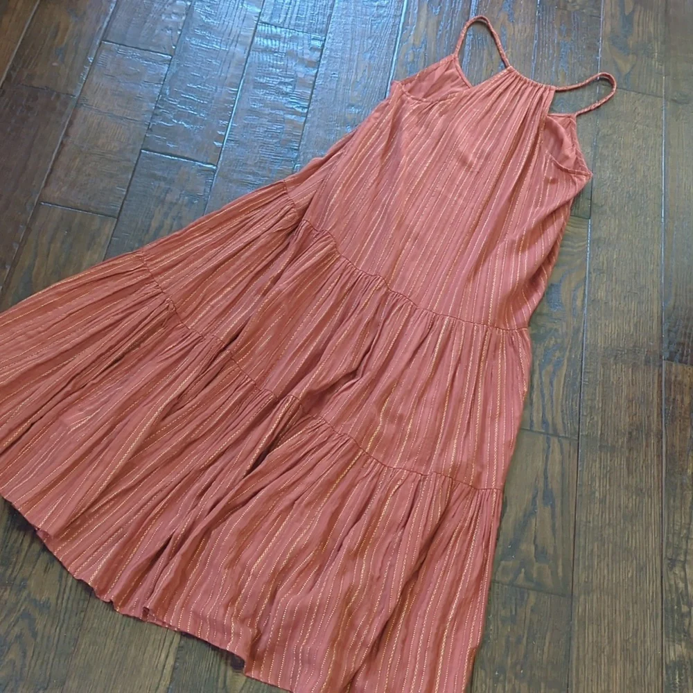 Anthropologie | Dresses | Anthro I Nwot Rust Terra Cotta Gauze Tiered ...